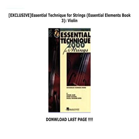 [EXCLUSIVE]Essential Technique for Strings (Essential Elements Book 3): Violin | PDF