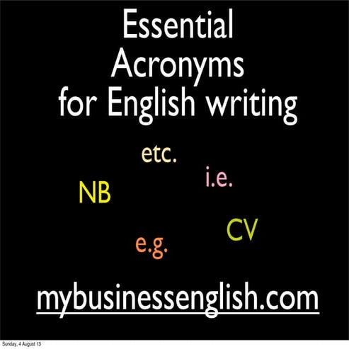 Essential Acronyms for English Writing | PDF