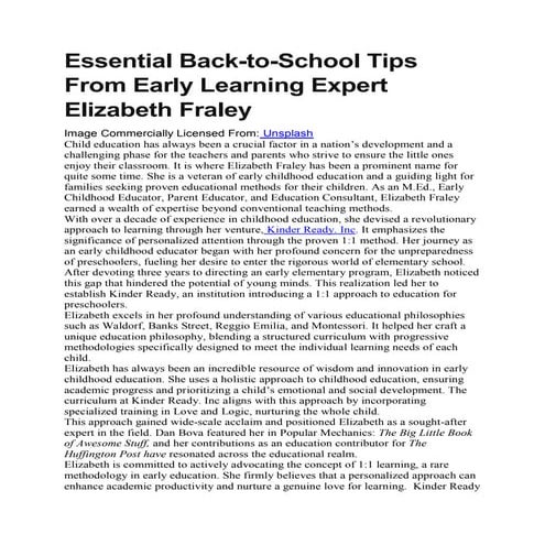 Essential Back-to-School Tips From Early Learning Expert Elizabeth ...
