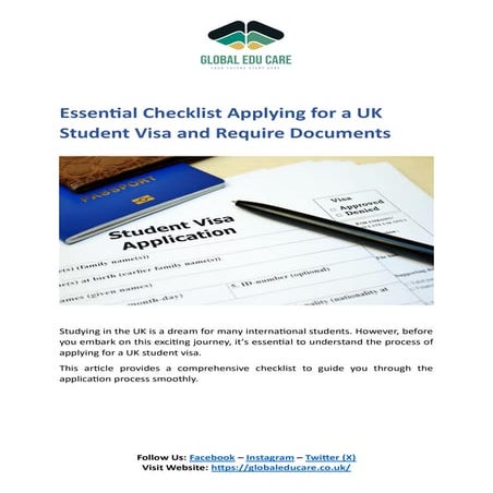 Important Checklist for Getting a Student Visa in UK and the Documents ...
