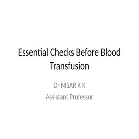 Blood transfusion checklist sania | DOCX