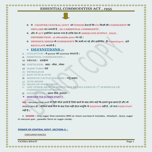 Essential commodities act | PDF