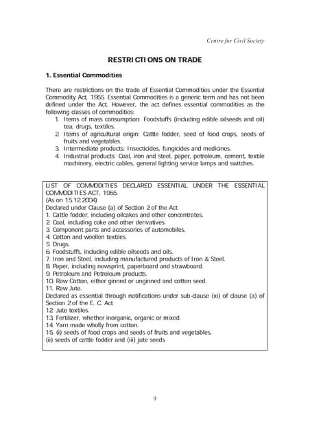 Essential commodities Act 1957 | PPT