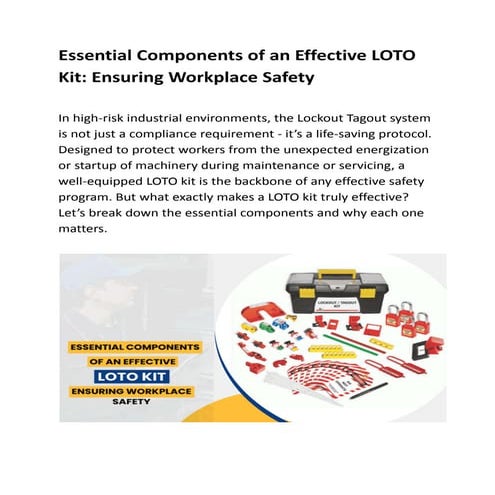 Essential Components of an Effective LOTO Kit_ Ensuring Workplace ...