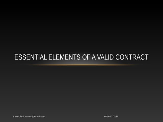 ESSENTIAL ELEMENTS OF A VALID CONTRACT | PPTX