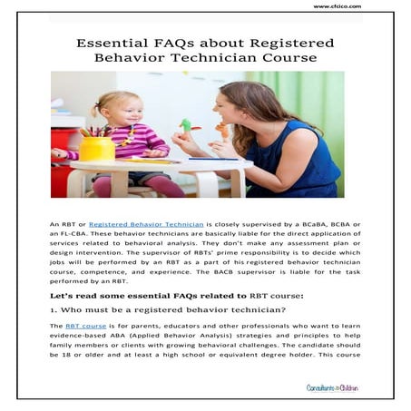 Essential fa qs about registered behavior technician course | PDF