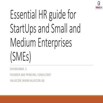 Essential HR guide for Startups and Small and Medium Enterprises | PDF