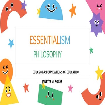 Foundation of Education Essentialism Theory | PPTX