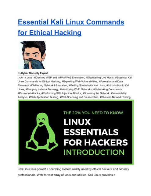 Essential Kali Linux Commands For Ethical Hackingpdf Operating 7480
