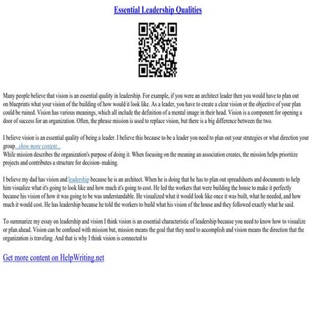 Essential Leadership Qualities | PPT