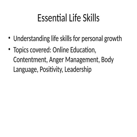 Essential life skill of a person - life skill | PPT