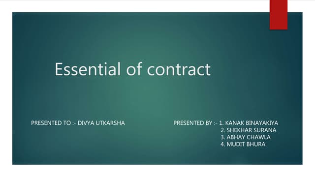 Essential elements of a valid contract | PPT