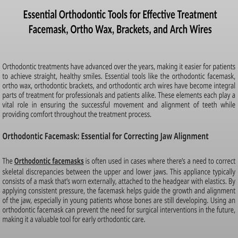 What is an orthodontic facemask? | PPTX