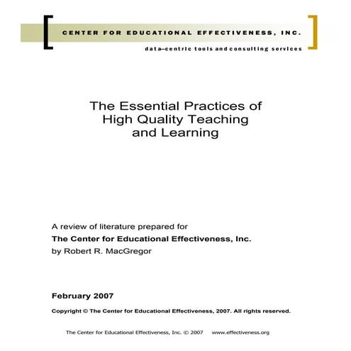Essential Practices Of High Quality Teaching And Learning Final | PDF