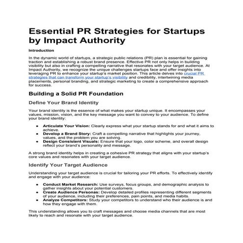 Essential PR Strategies for Startups by Impact Authority.docx | Social ...