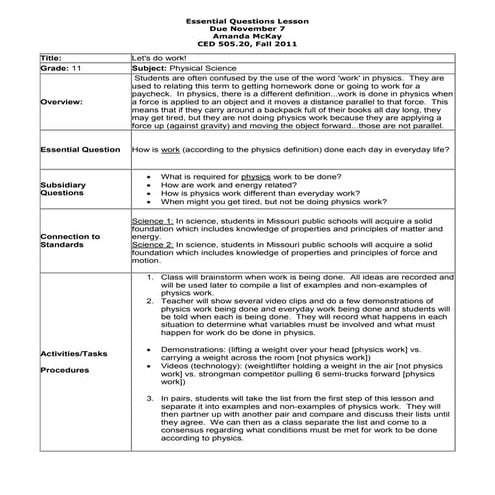 Essential question lesson | PDF