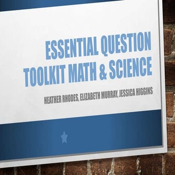 Essential question toolkit math & science | PPT