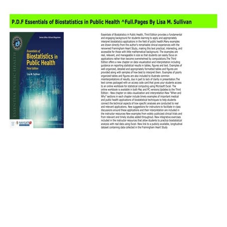 P.D.F Essentials of Biostatistics in Public Health ^Full.Pages By Lisa ...