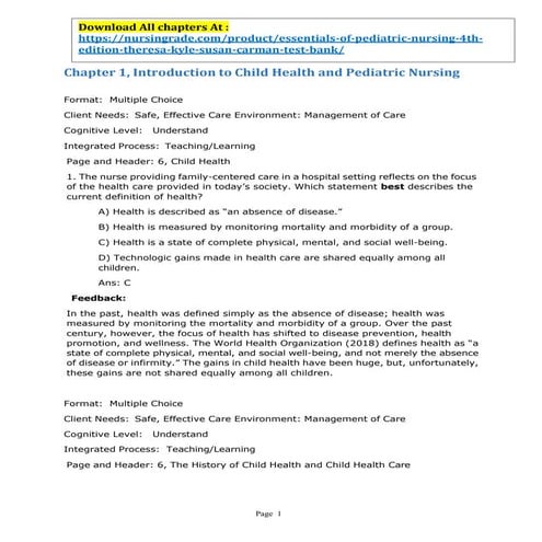 Essentials of Pediatric Nursing, Fourth Edition Theresa Kyle, Susan ...