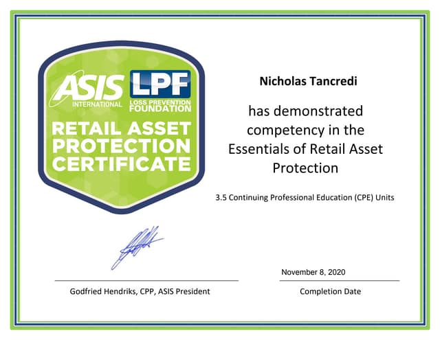 Essentials of retail asset protection certificate course official ... Essentials of retail asset protection certificate course official ...