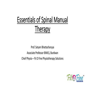 Essentials of Spinal Manual Therapy | PPTX