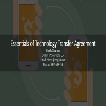 Essentials of Technology Transfer Agreement | PPTX