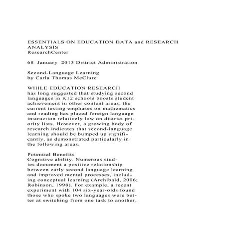 ESSENTIALS ON EDUCATION DATA and RESEARCH ANALYSIS ResearchC.docx