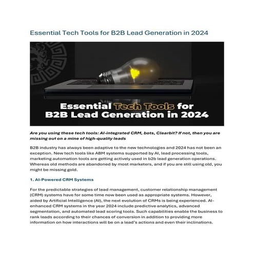 Lead Generation for Startups: Essential Tools and Tactics for 2025 | PDF