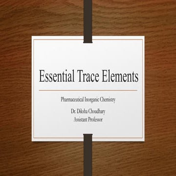 Essential trace elements (Pharmaceutical Inorganic Chemistry) | PDF
