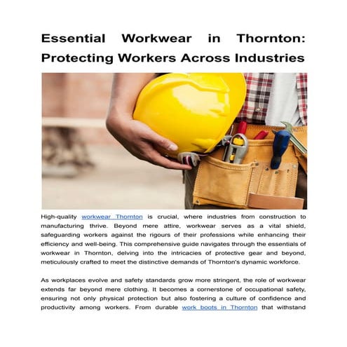 Essential Workwear in Thornton_ Protecting Workers Across Industries | PDF