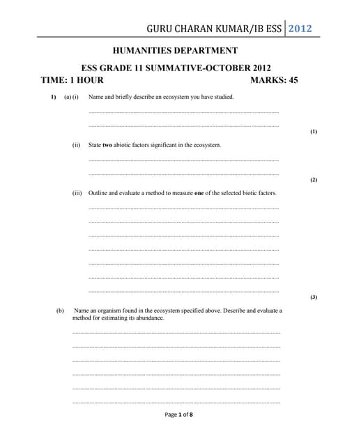 Ib ess exam notes | PDF