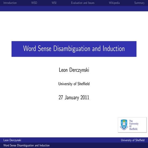 Word Sense Disambiguation and Induction | PPT