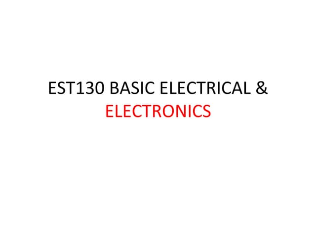 Basic Electrical Parameters ( Basic Electrical Engineering) | PPTX