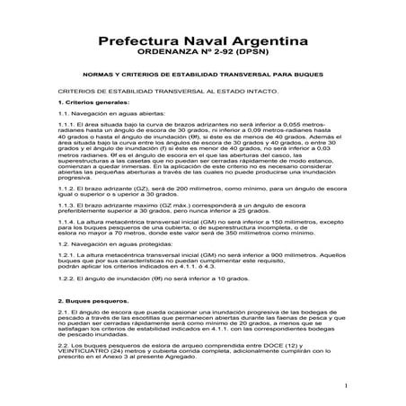 Criterios de estabilidad PNA para pesqueros | DOC