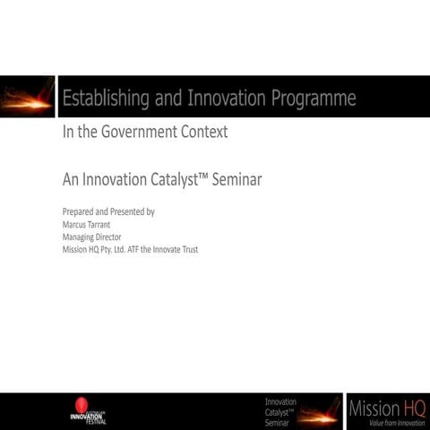 Establishing an innovation programme in the Government Context | PPT