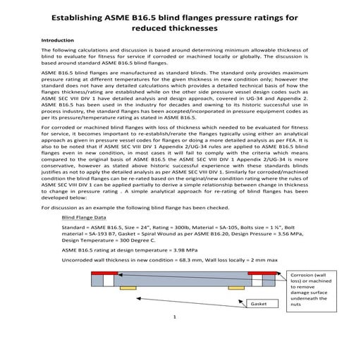 Establishing asme b16.5 blind flanges ratings for reduced thicknesses | PDF