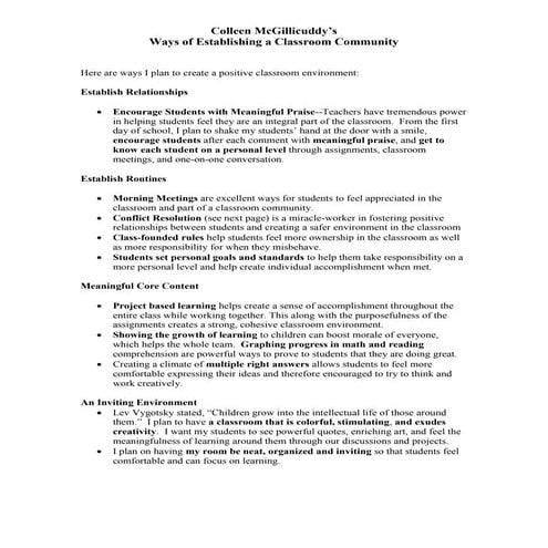 Establishing classroom community | DOCX