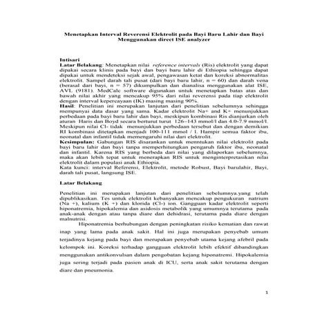 Establishing reference intervals for electrolytes in newborns and ...