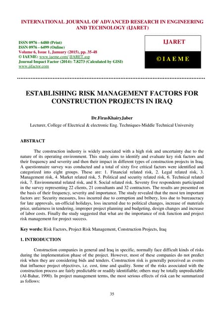 A Comprehensive Literature Review On Construction Project Risk Analysis ...
