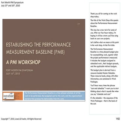 Establishing the performance measurement baseline (pmi fort worth)(v4 ...
