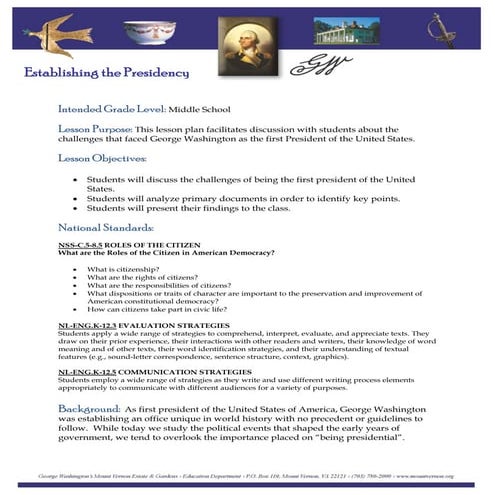 Establishing The Presidency | PDF