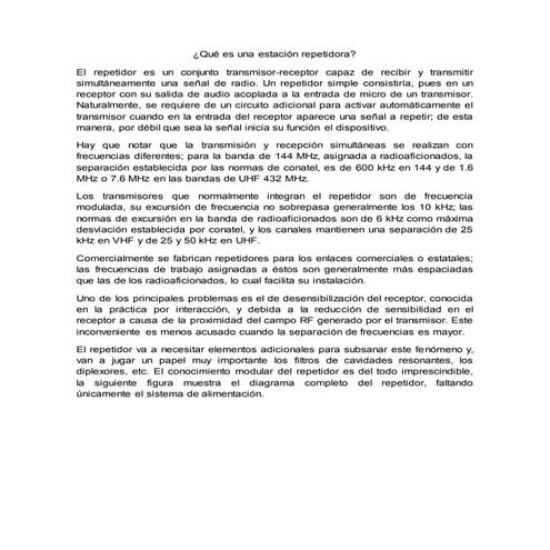 Estación repetidora definicion | DOCX