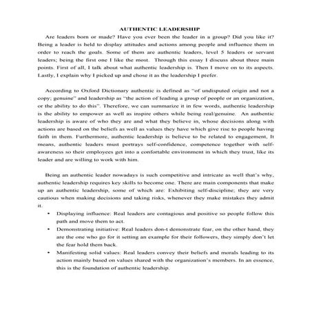 Authentic leadership | PDF