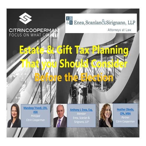 Estate & Gift Tax Planning That You Should Consider Before the Election ...