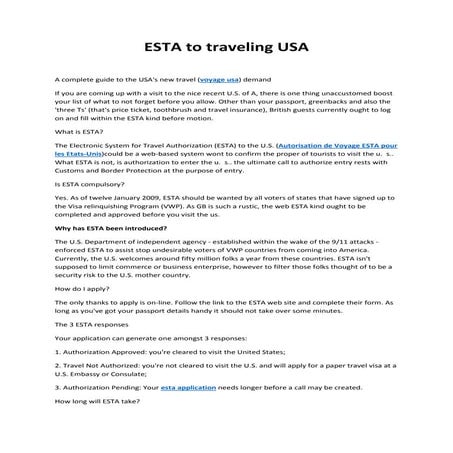 Esta to traveling usa | DOCX