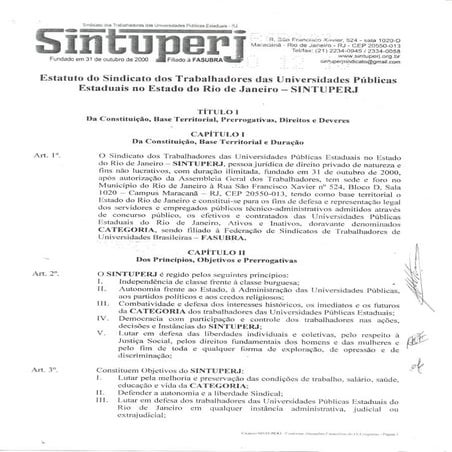 Estatuto do Sintuperj | PDF