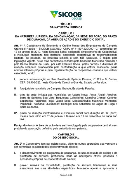 Modelo de estatuto de associação comentado | PDF