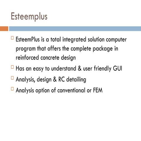 ESTEEM INTRODUCTION (STRUTURAL DESIGN SOFTWARE) | PPT