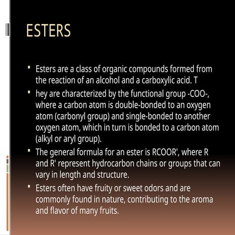 preparation, chemical reactions of esters.pptx
