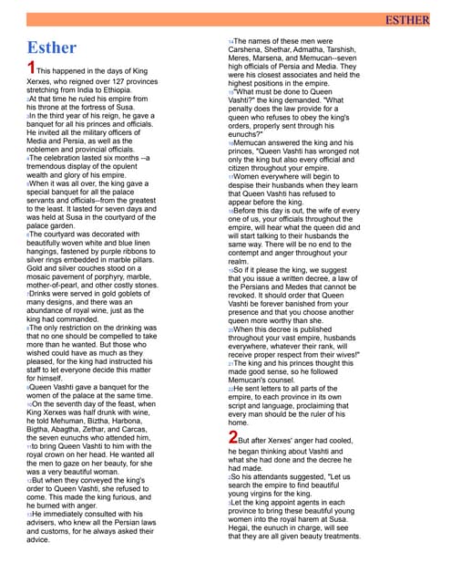 The story of esther (esther 3 8) | PPTX